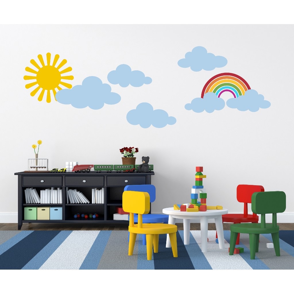 Gökkuşağı Güneş Ve Bulutlar Bebek Çocuk Odası Duvar Sticker Fiyatları ... Gökkuşağı Güneş Ve Bulutlar Bebek Çocuk Odası Duvar Sticker Fiyatları ...