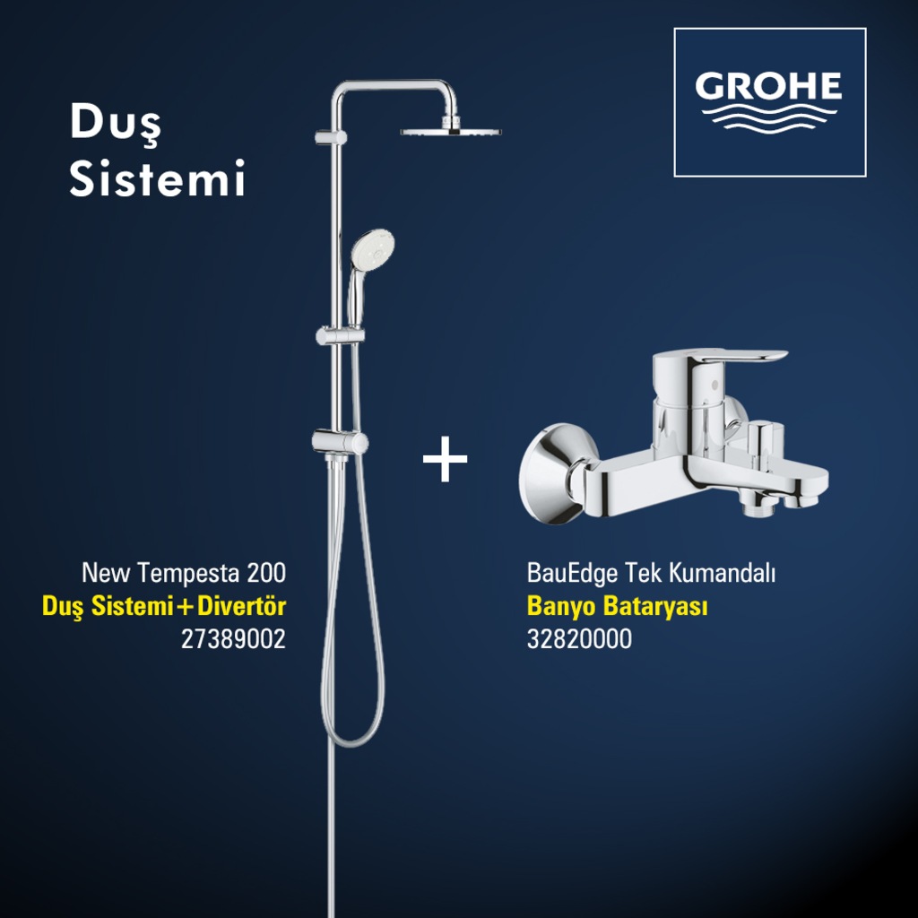 Grohe New Tempesta Duş Sistemi27389002 + Banyo Bataryası 32820000 ...