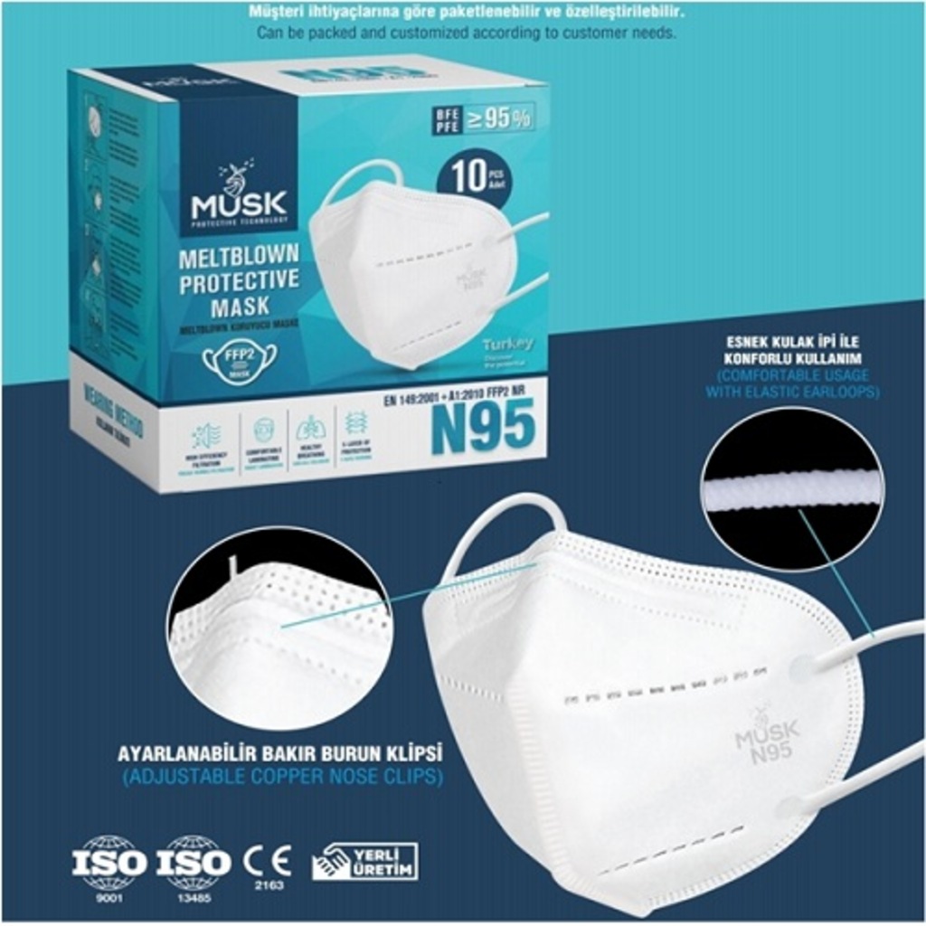 MUSK N95 MASKE FFP2 MELTBLOWN KORUYUCU 5 KATLI MASKE 20 Li PAKET ...