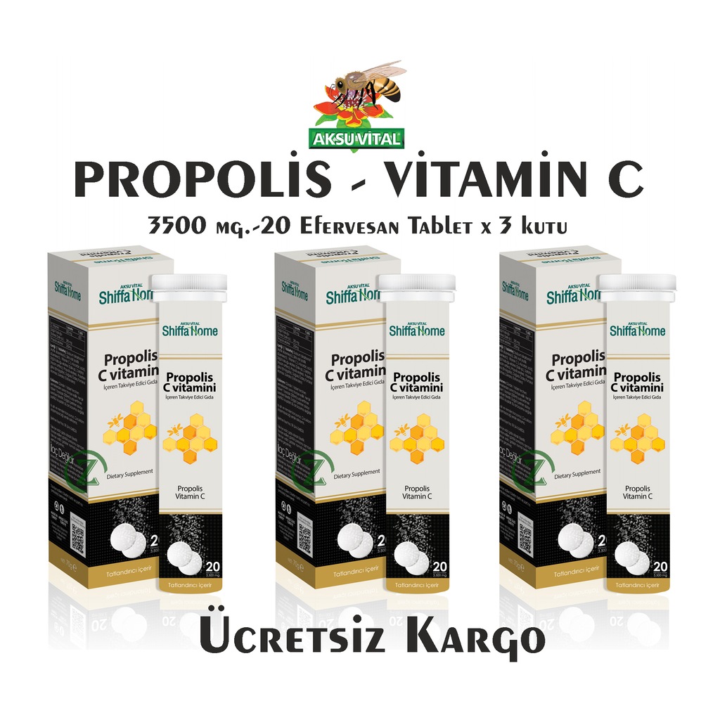 Propolis C Vitamini - 20 Suda Eriyen Tablet X 3 Kutu - Aksu Vital - n11.com