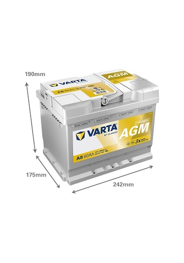 Varta A8 12v 60ah 680a Dynamic Start Stop Agm Akü Üretim Tarihi:2025 ...