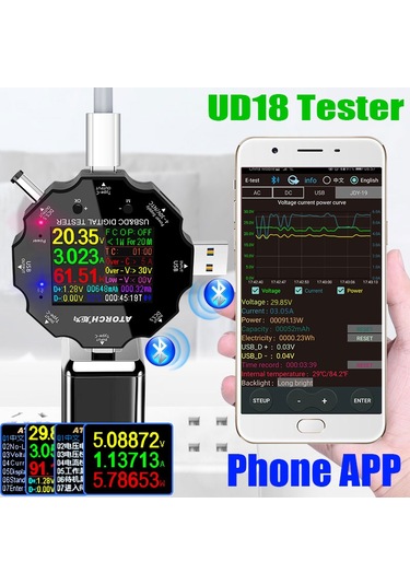 Qc3.0-ud18 Usb 3.0 18in1 Usb Test Cihazı App Dc Dijital Voltmetre ...