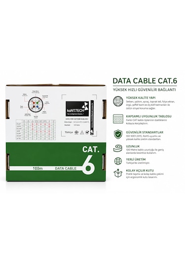 Kant.tech 100m U-utp Pe 23awg Outdoor Cat6 Network Kablo Yüksek Iletim ...