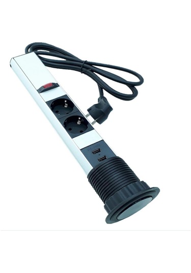 Masa Üstü Priz Bas Aç Tezgah Dolap Gizli Priz 2 Usb 2 220V Pop Up ...