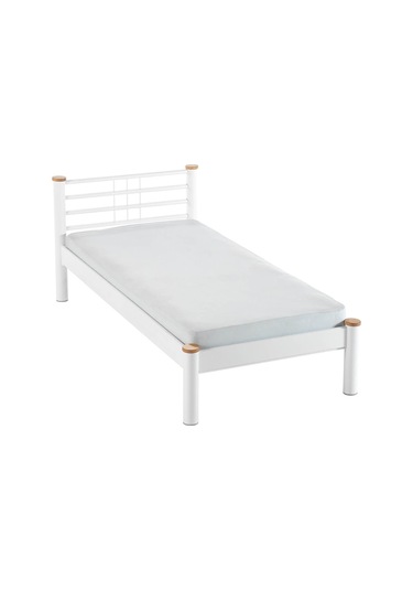 Kappis-s Tek Kişilik Ferforje Metal Karyola-beyaz Ahşap Latalı 90 x 200 ...