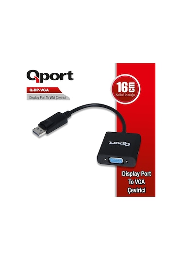 Qport Q-Dp-Vga Dısplayport = Vga Çevirici Adaptör Fiyatları ve Özellikleri