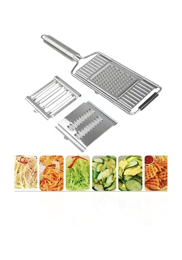 Paslanmaz Çelik El Rendesi 3 Başlıklı Çok Amaçlı Pratik Sebze Doğrama ...