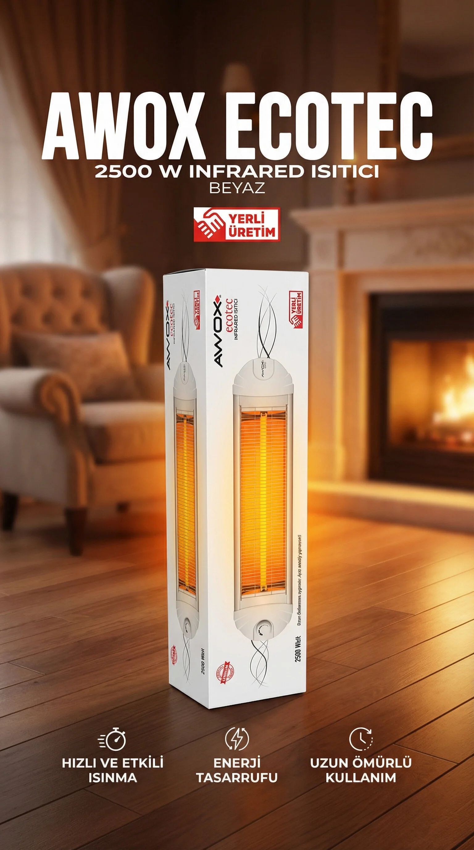 Awox Ecotec Infrared Beyaz 2500 W-ayaklı-duvar Monte Aparatlı-enerji ...