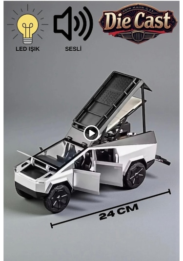 Die Cast Sesli Işıklı Çek Bırak Kapısı Açılan Metal Kasa Tesla ...