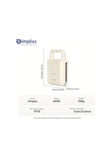 Sunshine011 Bej Simplus Sandwich Maker Kahvaltı Makinesi 650w Yüksek ...