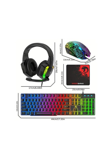 Challenger 4ü1 Beyaz Gaming Set: Rgb Aydınlatmalı Klavye, Mikrofonlu ...