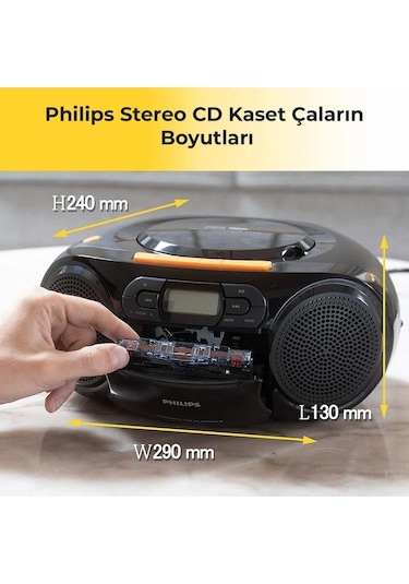 Philips AZ328/37 MP3 CD Kaset Radyo Flash Bellek Çalar Müzik Seti ...