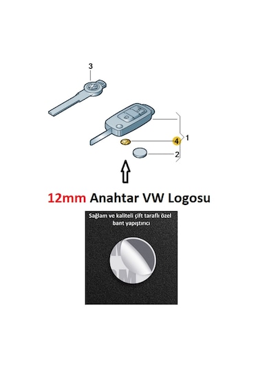 Volkswagen 12Mm Vw Anahtar Logosu 3C0837891A (1 Adet.) 564467091 ...