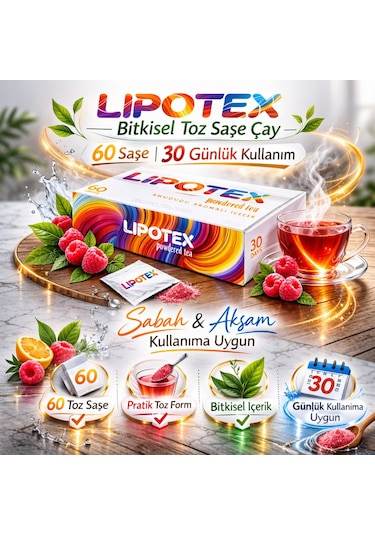 Lipotex Ahududu Aromalı Detoks Yardımcı Bitkisel Çay 60 Toz Saşe 30 ...
