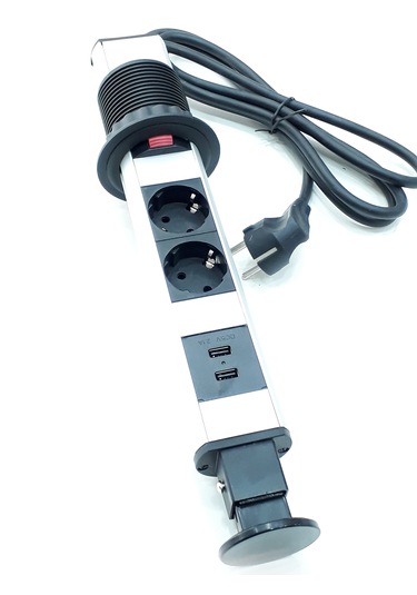 Masa Üstü Priz Bas Aç Tezgah Dolap Gizli Priz 2 Usb 2 220V Pop Up ...