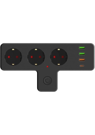 Termal Akım Korumalı 3 Lü Priz - Priz Type-c Priz Usb Priz Termal Akım ...