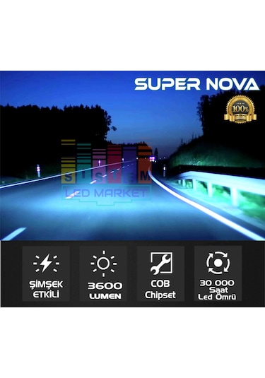 Supernova Buz Mavi H7 Simsek Etkili Zenon Cob Led Xenon Led Headl ...