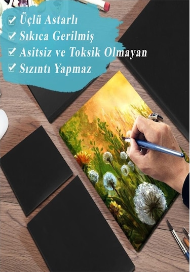 Siyah Tuval 10x10 Cm 3 Adet Astarlı Kare Tuval Resim Tuvali Siyah 10 10 ...