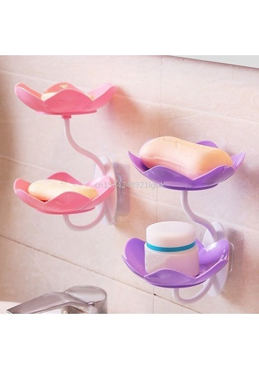 Xiaoqityh- 2 Açık Gri Sabun Kutusu Delikli Ücretsiz Sabun Kutusu Çiçek ...