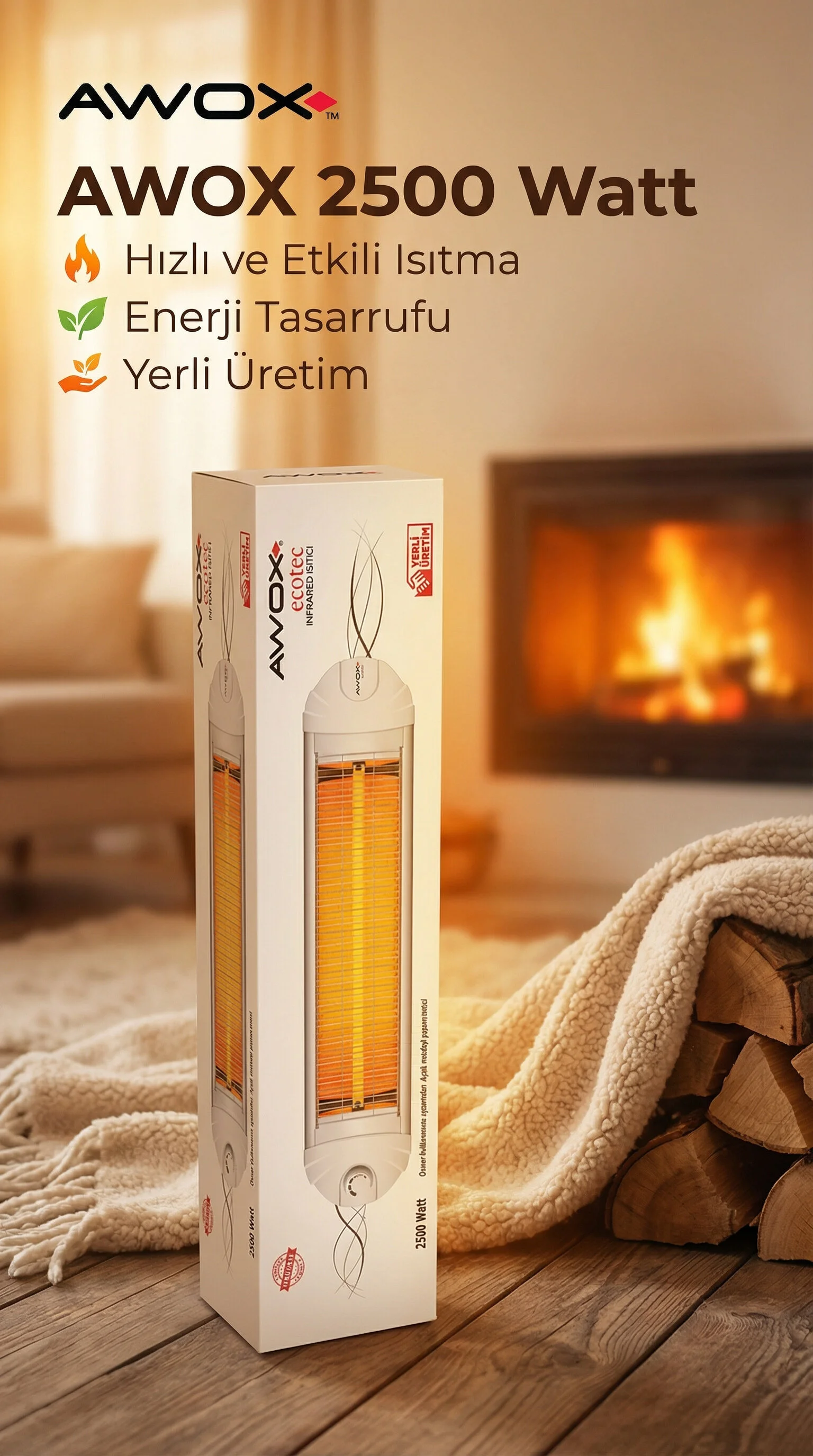Awox Ecotec Infrared Beyaz 2500 W-ayaklı-duvar Monte Aparatlı-enerji ...