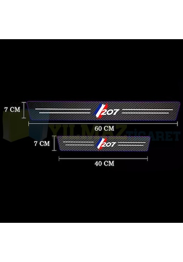 Peugeot 207 Logo Karbon Kapı Eşiği Oto Sticker Etiket 4 Parça Fiyatları ...