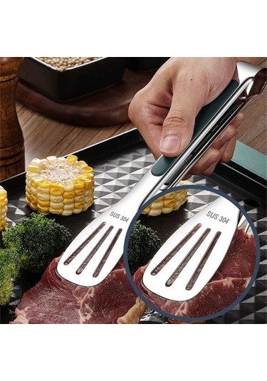 1 Adet Kaymaz Paslanmaz Çelik Yemek Maşası Et Salata Ekmek Klip Inox ...