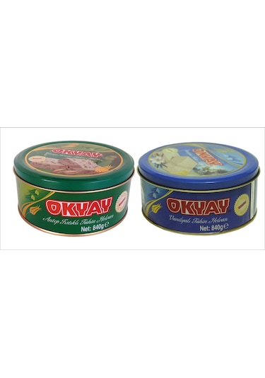 Okyay Vanilyalı Teneke Helva 840 G + Fıstıklı Teneke Helva 840 G ...
