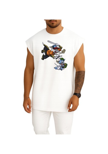 Oversize Erry Mouse Tom And Jerry Gangsta Rap Gangster Göğüs Tasarımlı ...