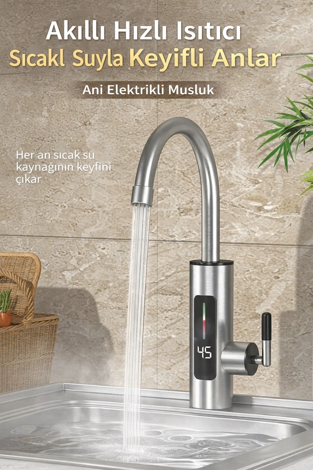Omniax 3000w Elektrikli Anında Su Isıtmalı Musluk Dijital Sıcaklık ...