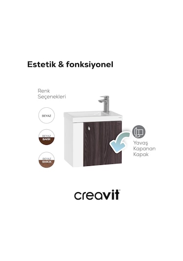 Creavit Forest Lavabo Dolabı 50 Cm Beyaz-bakır Beyaz - Bakır Fiyatları ...