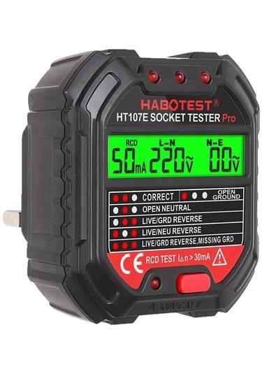 Ht107 Test Cihazı Gfcı Çıkış Test Cihazı, Gerilim Göstergeli 90-250v ...