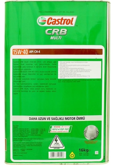 Castrol CRB Multi 15W-40 CH-4 Motor Yağı 16 KG 16 KG Fiyatları ve ...