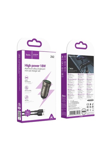 Sones Hoco Z62 Energy Qc3.0 18w Usb-a Tek Portlu Araç Şarj Cihazı Seti ...