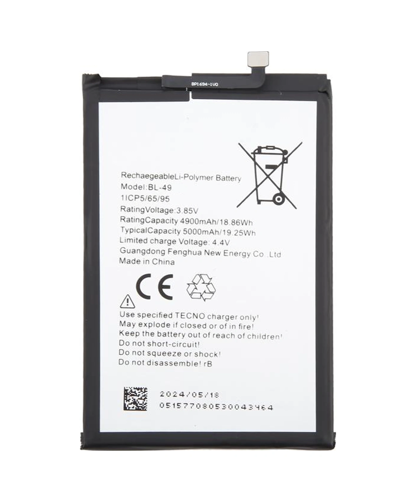 Teknonet Tecno Spark Go Uyumlu Nettech Bl-49ft 5000 Mah Batarya - Siyah ...