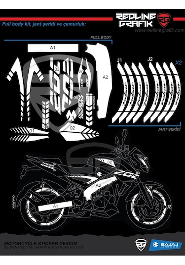 Bajaj Pulsar 200 Ns Full Sticker Set Custom Florasan Sarı Fiyatları ve ...