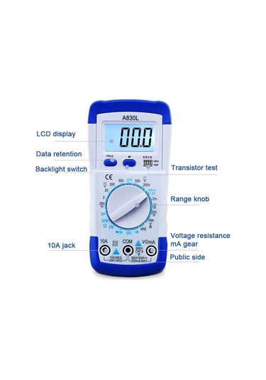 Gri Beyaz-a830l Lcd Dijital Multimetre Ac Dc Gerilim Diyot Frekans ...