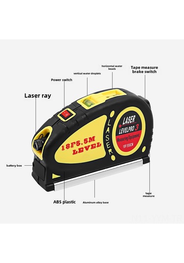 Geeksen Mini Laser Seviye Cihazı, Yüksek Hassasiyetli Çapraz Çizgi Ve 5 ...