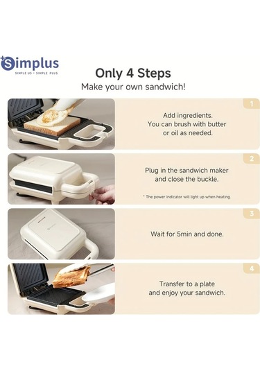 Sunshine011 Bej Simplus Sandwich Maker Kahvaltı Makinesi 650w Yüksek ...