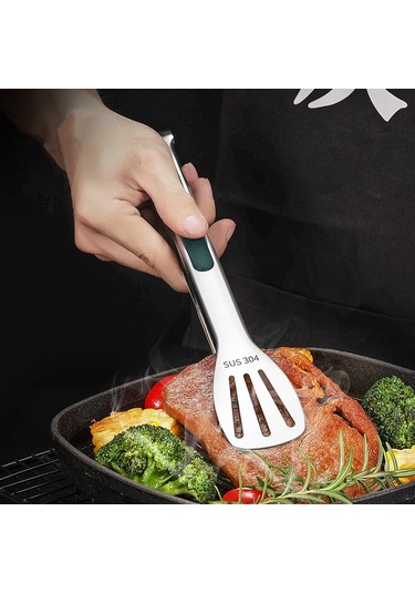 1 Adet Kaymaz Paslanmaz Çelik Yemek Maşası Et Salata Ekmek Klip Inox ...