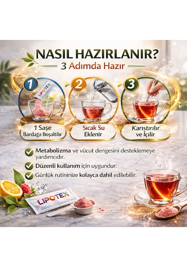 Lipotex Ahududu Aromalı Detoks Yardımcı Bitkisel Çay 60 Toz Saşe 30 ...