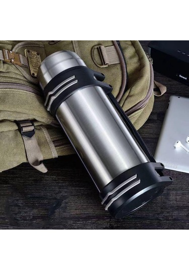 Gri 304 Paslanmaz Çelik Termos Pot Açık Büyük Kapasiteli Termos Bardak ...