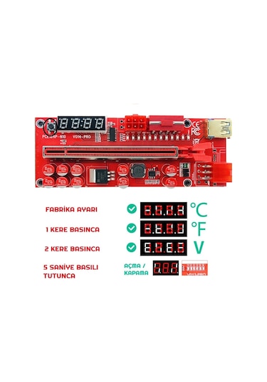 Unichrome Riser V014 Pro 3 PCI-E X16 Güç Girişli Sıcaklık ve Voltaj ...