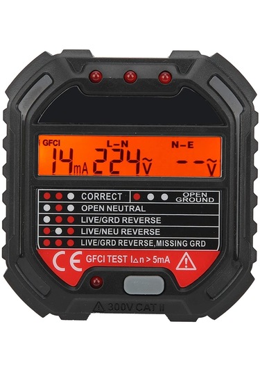 Ht107 Test Cihazı Gfcı Çıkış Test Cihazı, Gerilim Göstergeli 90-250v ...