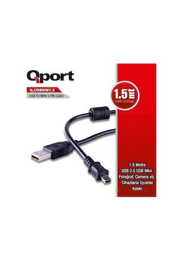 Qport Q-Usbkm1.5 1.5 Metre 5Pin Kamera Usb 2.0 Şarj Data Kablosu ...