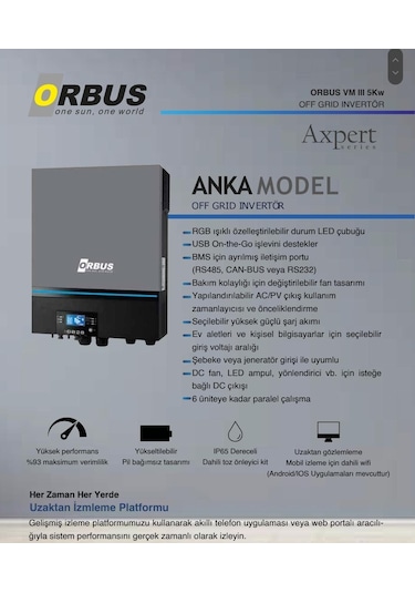 ORBUS ANKA 7.2KW - 48V OFF GRİD İNVENTER Fiyatları ve Özellikleri