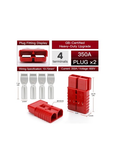 Chuangyinshop 2pcs 350a Red Anderson Plug Akü Bağlantı Adaptörü Yüksek ...