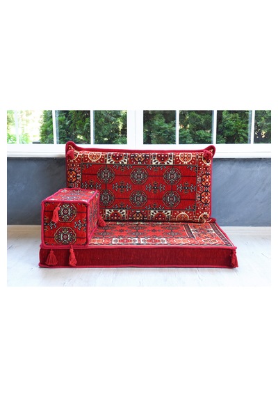 Şark Köşesi Takımı , 95 cm Yer Minderi Takımı (Sünger Dahil) Kırmızı ...