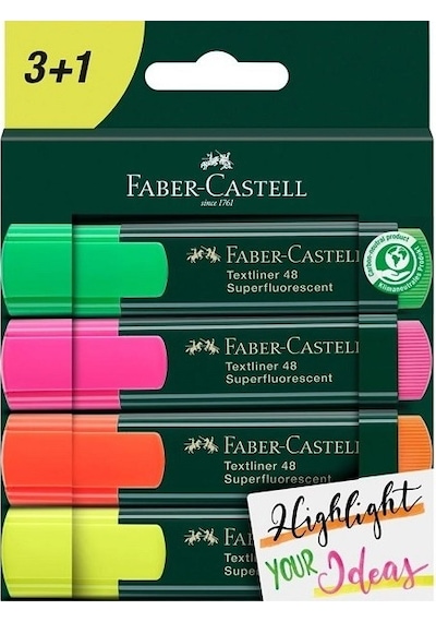 Faber-Castell Fosforlu Kalem Textliner 48 3 + 1 Çok Renkli Fiyatları ve ...