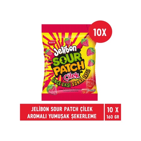 Kent Jelibon Sour Patch Çilek Aromalı Yumuşak Şekerleme 10 x 160 G ...