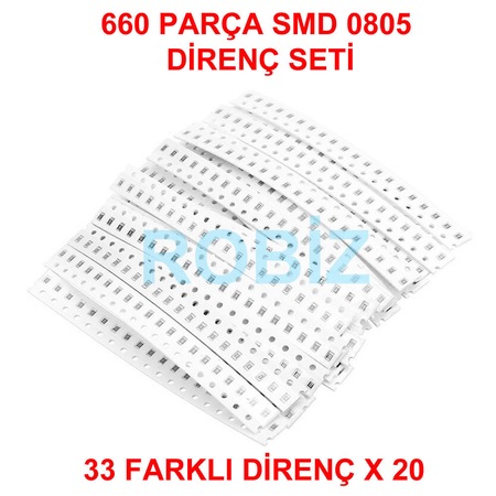 660 Parça Smd 0805 Direnç Seti 0.125 Watt 1Ohm 1Megaohm Resistör ...
